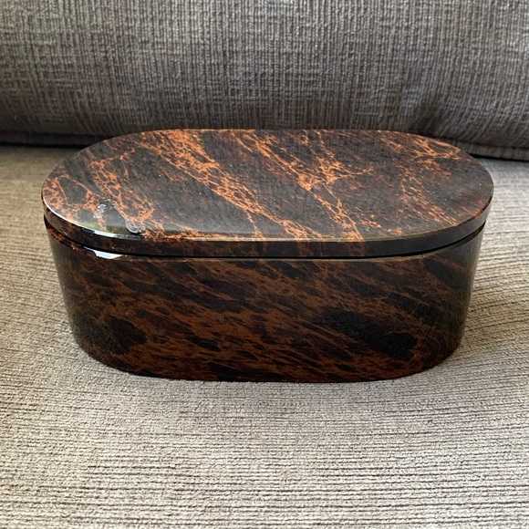 Vintage | Accents | Vintage Dark Brown Stone Marble Trinket Jewelry Box ...
